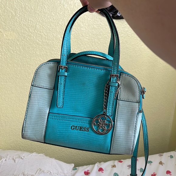 Guess | Bags | Guess Handbag Crossbody Snakeskin Or Alligator Skin Teal ...